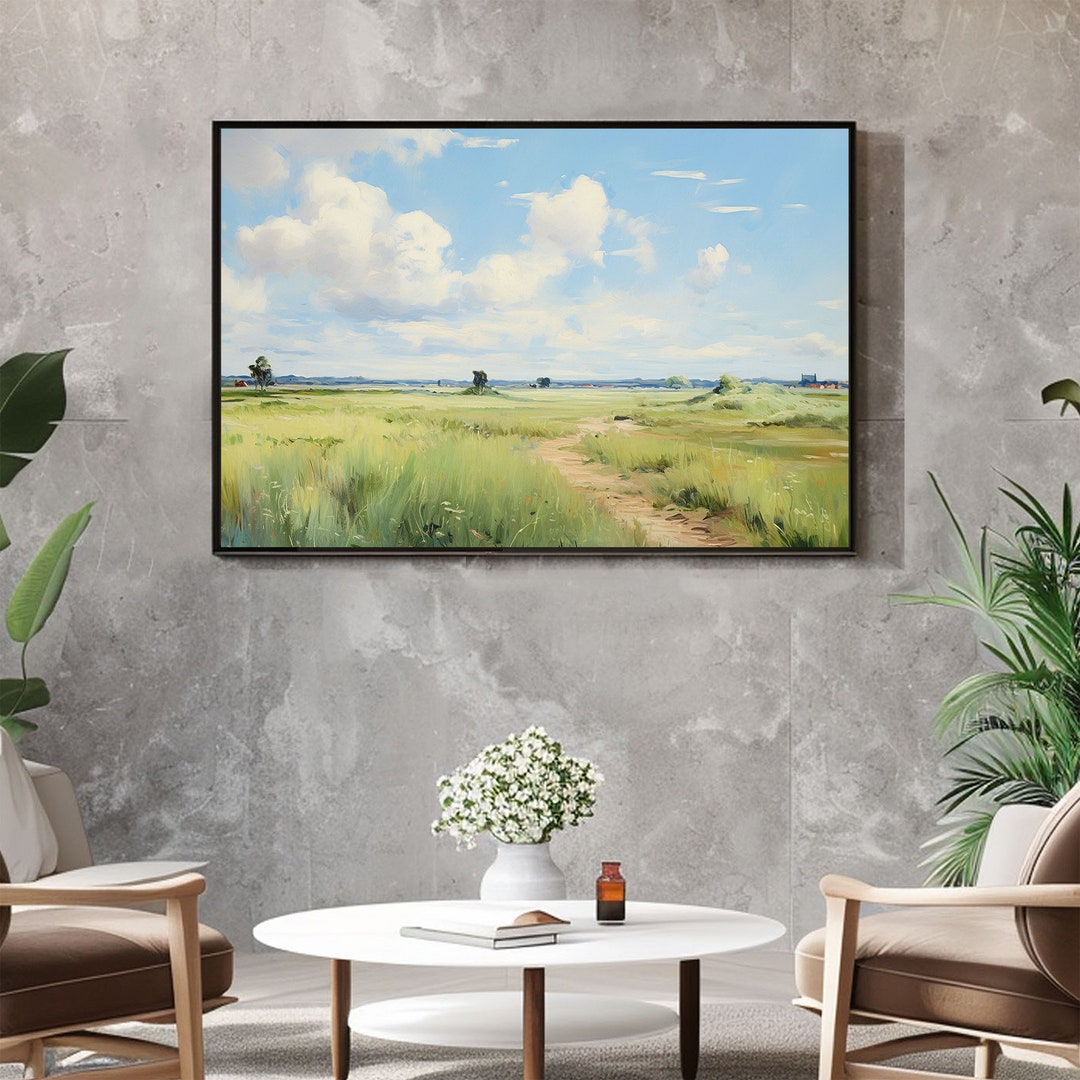 Printable Country Field Art, Farm Field Landscape, Country Painting ...
