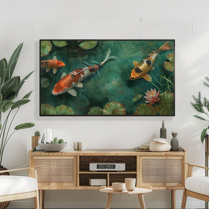 Samsung Frame TV Koi Art, Koi Fish Painting, Goldfish Art, Koi Pond ...