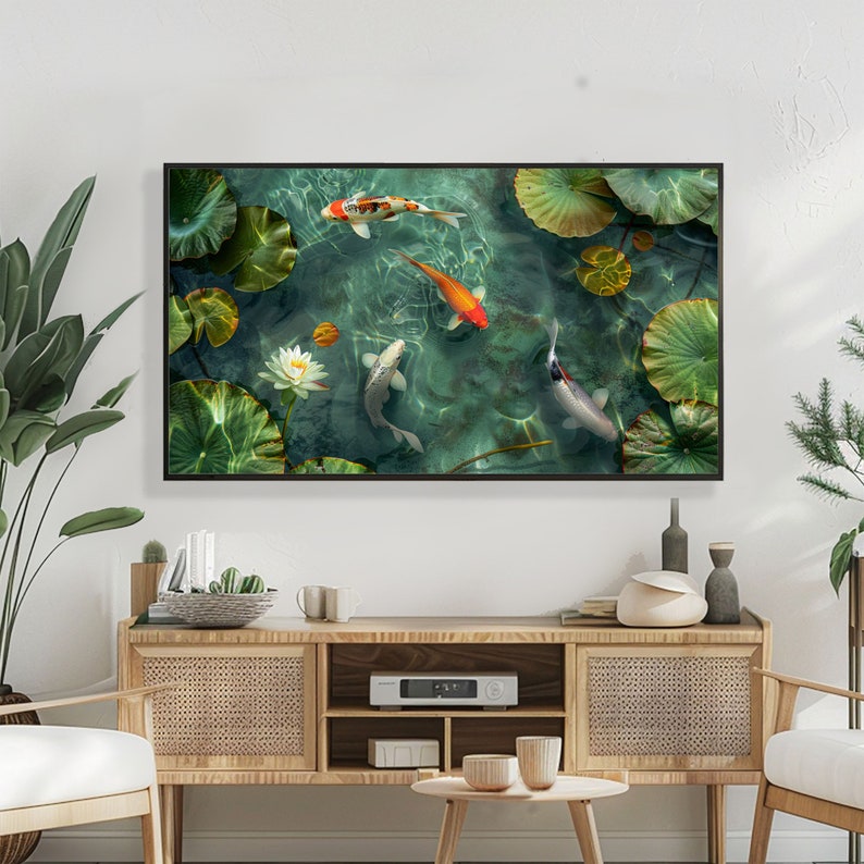 Samsung Frame TV Koi Art, Koi Fish Painting, Goldfish Art, Koi Pond ...