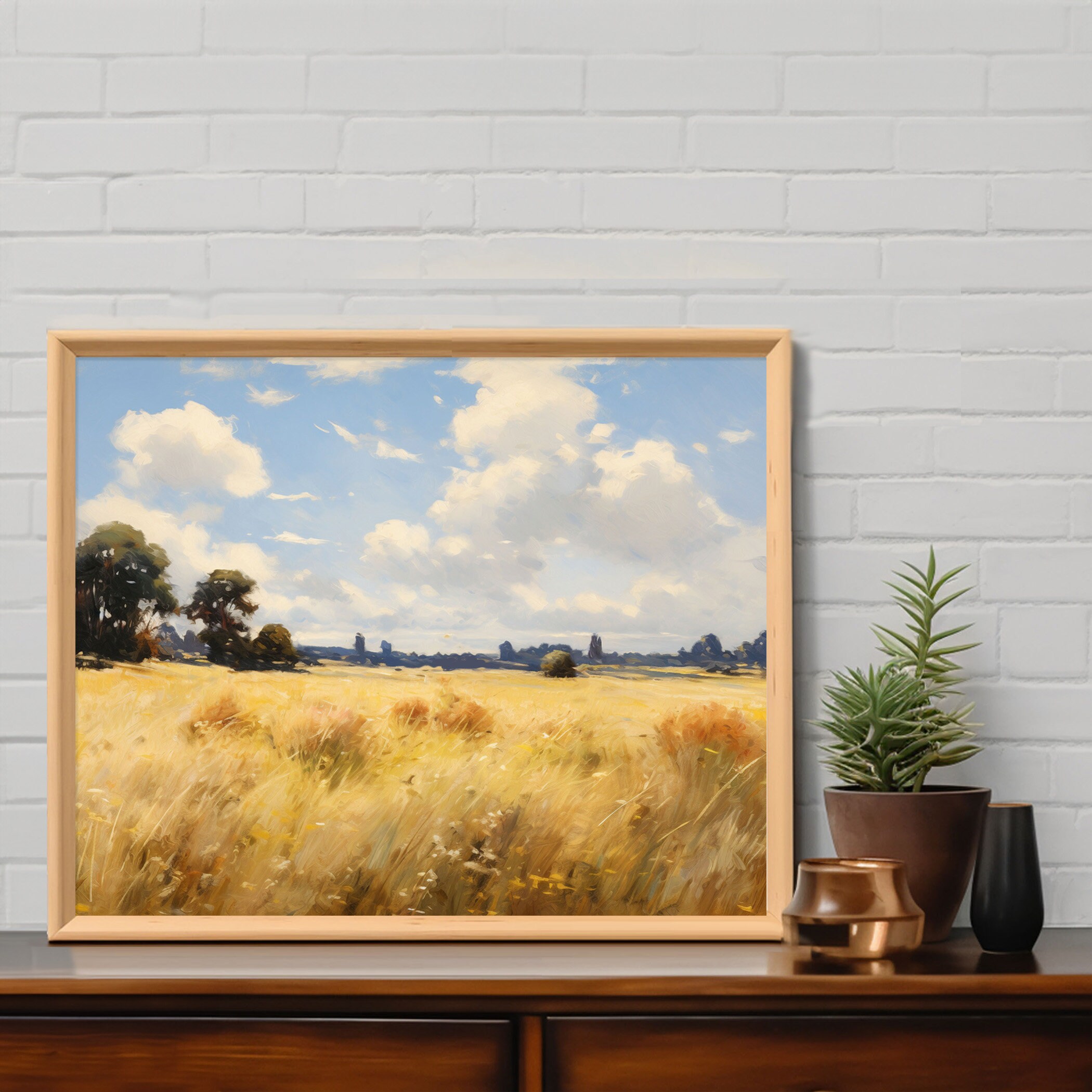 Printable Country Field Art, Farm Field Landscape, Country Painting ...