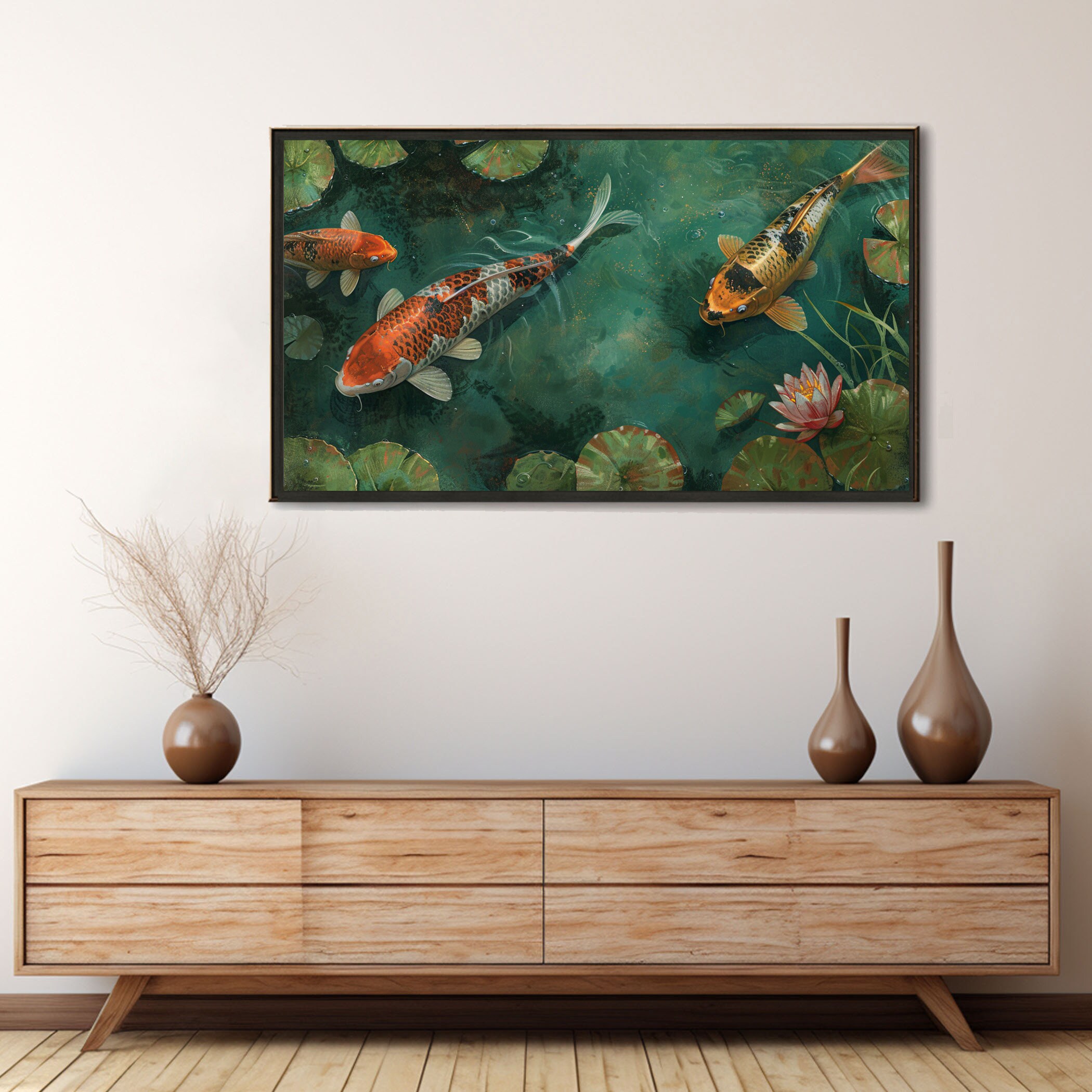 Samsung Frame TV Koi Art, Koi Fish Painting, Goldfish Art, Koi Pond ...