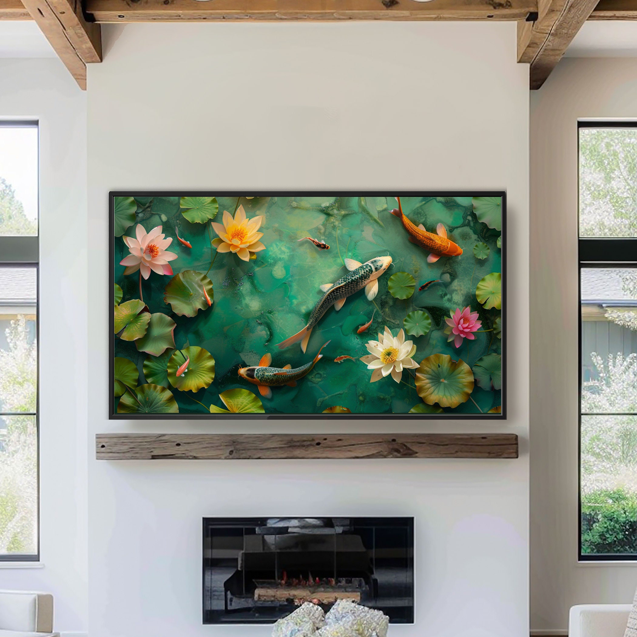 Samsung Frame TV Koi Art, Koi Fish Painting, Goldfish Art, Koi Pond ...