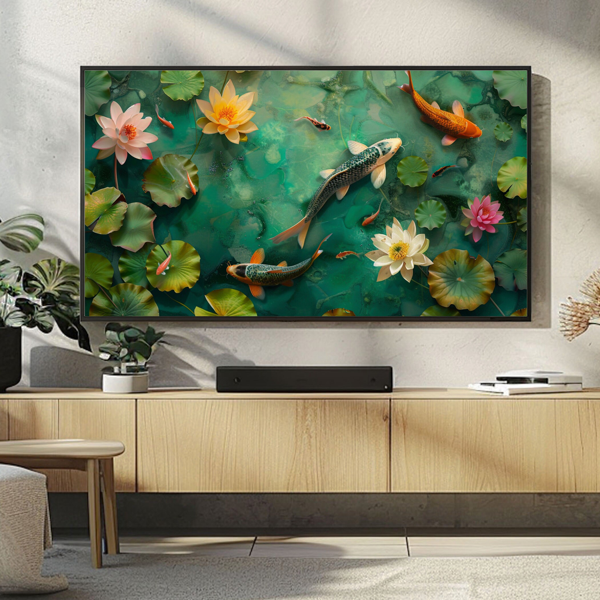 Samsung Frame TV Koi Art, Koi Fish Painting, Goldfish Art, Koi Pond ...