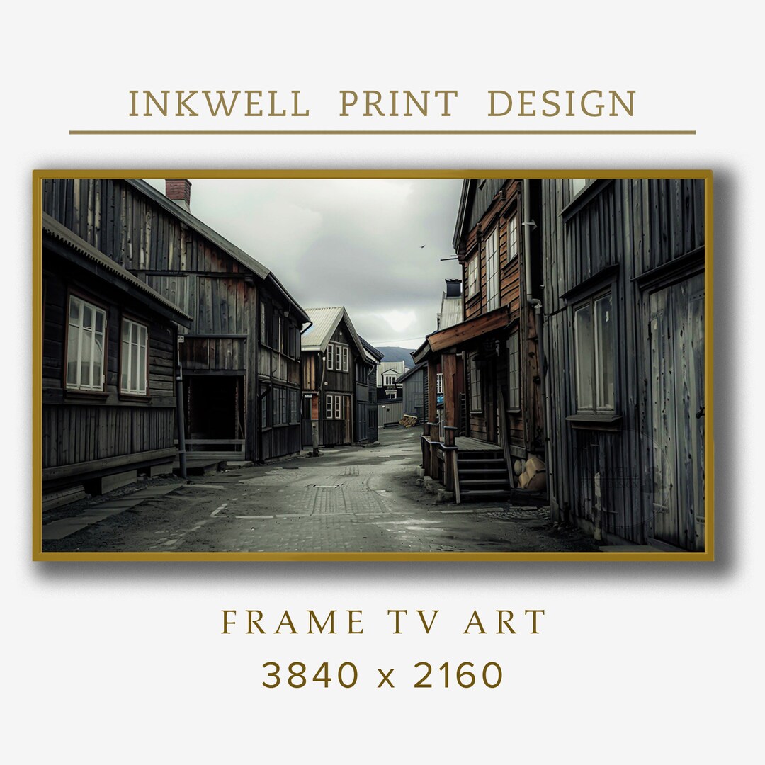 Wooden Village Frame TV Art, Country Art, Home Decor, Village Landscape ...
