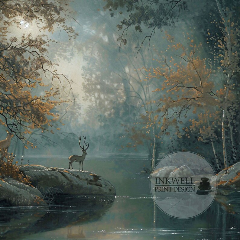 Midnight Forest Frame TV, Wildlife Art, Deer Art, Moonlit Landscape ...