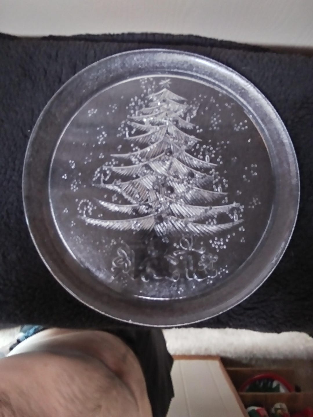 Glass Round Platter With Etched Christmas Tree - Etsy