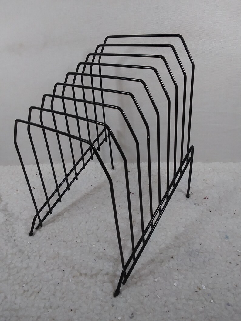 Vintage Desktop 8 Slot Black Wire Inclined Step Letter File Organizer ...