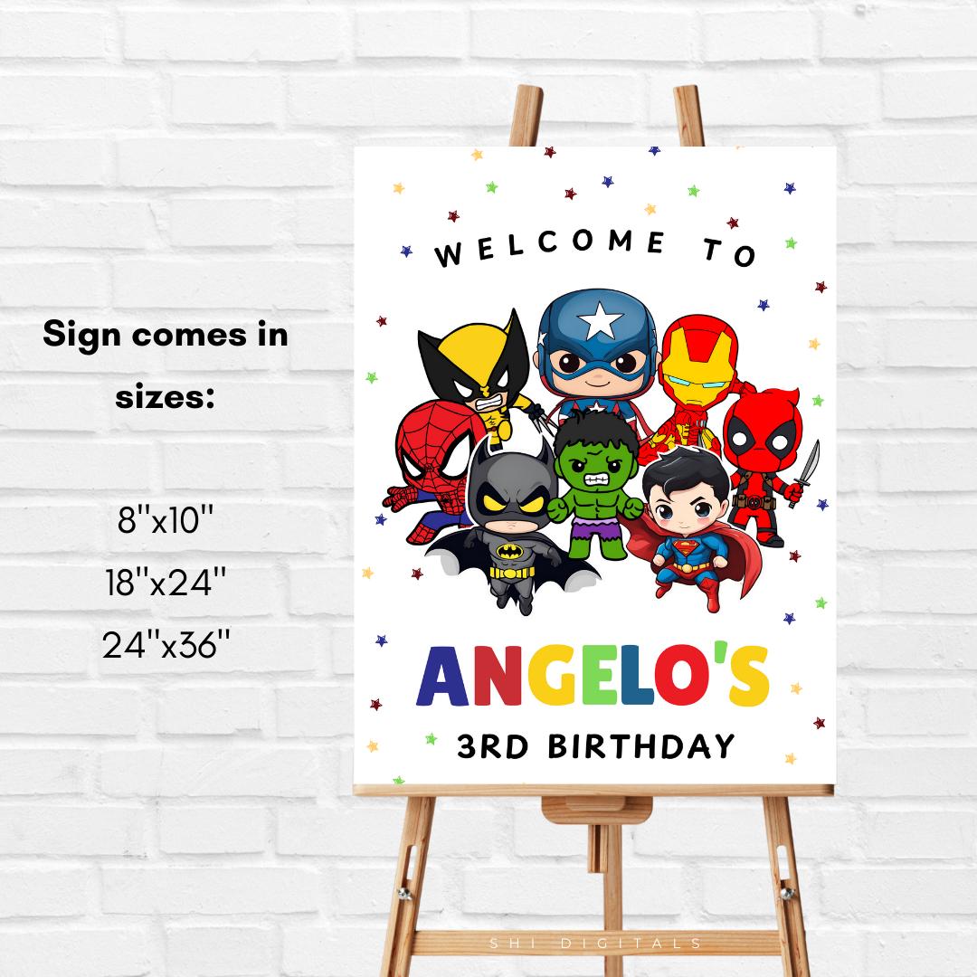 Superhero Birthday Welcome Sign Poster Editable Superhero Birthday Sign ...