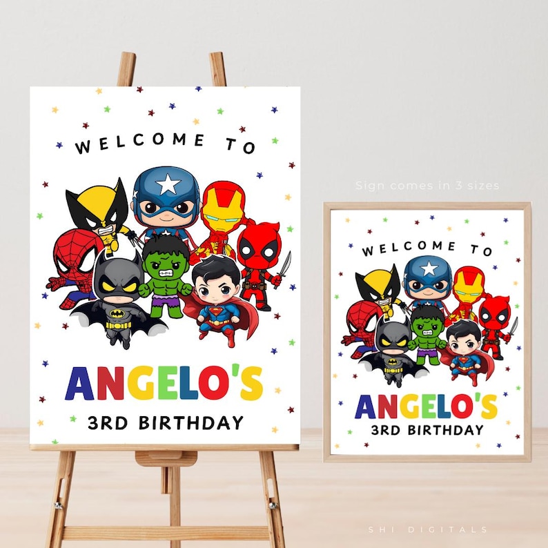 Superhero Birthday Welcome Sign Poster Editable Superhero Birthday Sign ...