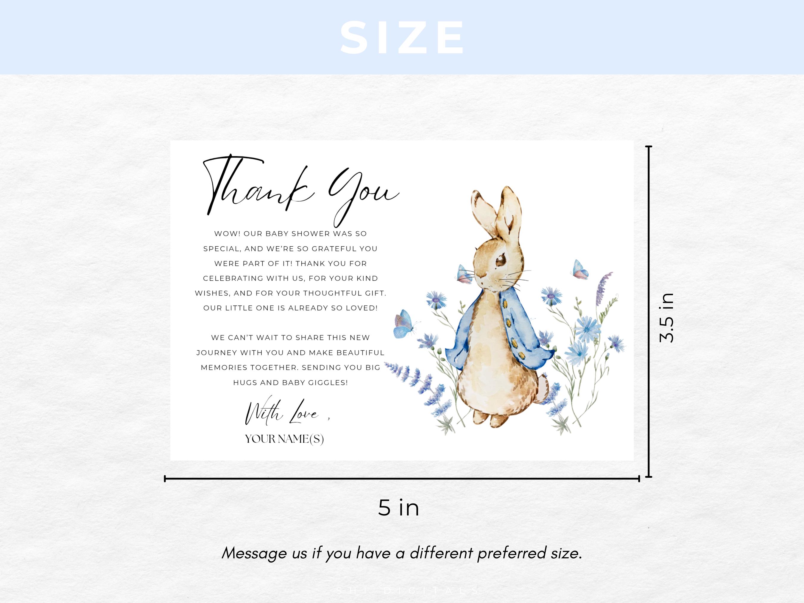 Editable Peter Rabbit Thank You Card Template Printable Thank You Card ...