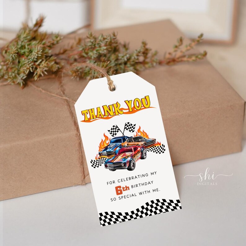 Editable Hot Cars Birthday Tag Racing Car Birthday Gift Tag Racing Car ...
