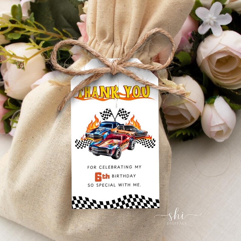 Editable Hot Cars Birthday Tag Racing Car Birthday Gift Tag Racing Car ...