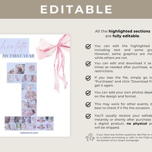 Pink Bow 1st Birthday Photo Collage Milestone Decor Printable My First ...