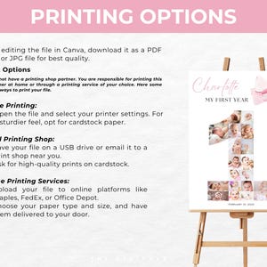 Pink Bow 1st Birthday Photo Collage Milestone Decor Printable My First ...