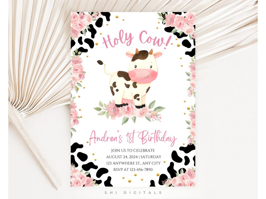Holy Cow Birthday Invitation Template Printable Holy Cow Birthday ...