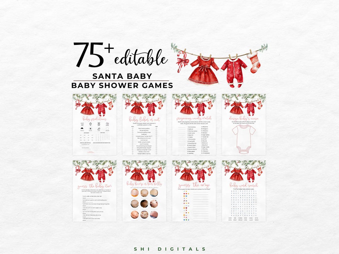 75+ Santa Baby Shower Game Bundle Printable Holiday Games SB03 ...