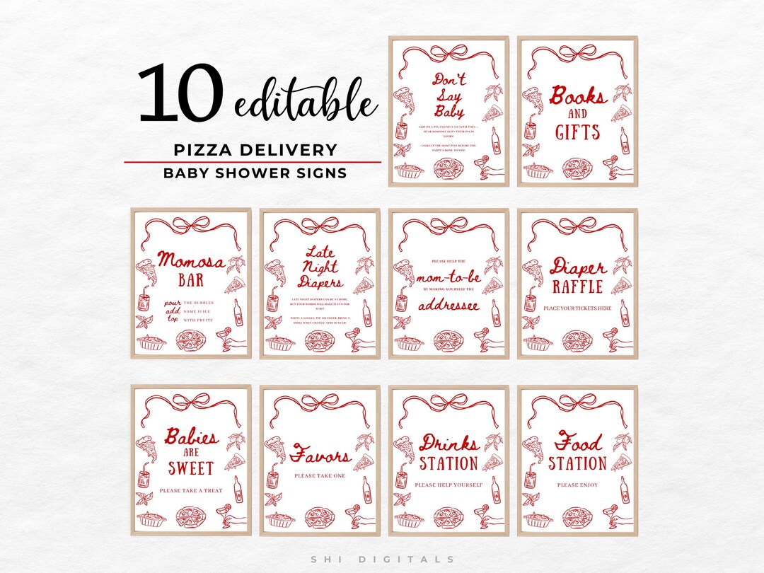 Pizza Delivery Custom Sign Printable Baby Shower Sign a Special ...