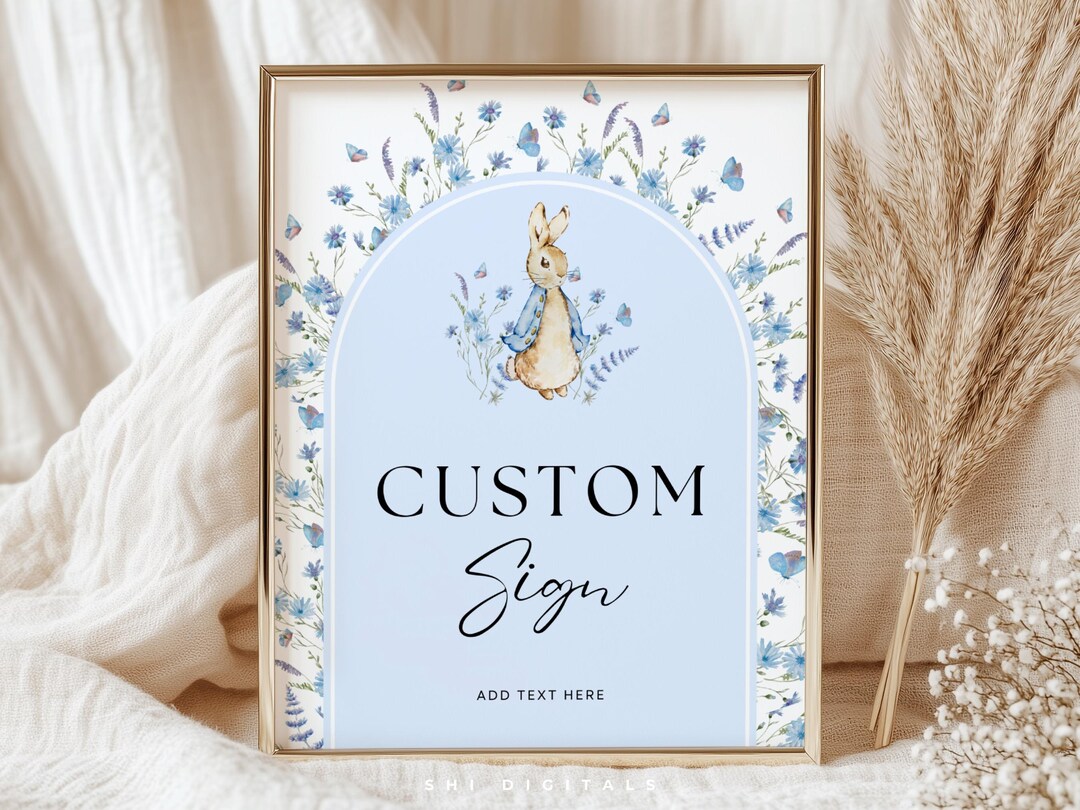 Peter Rabbit Baby Shower Sign Peter Bunny Baby Shower Editable Signs ...