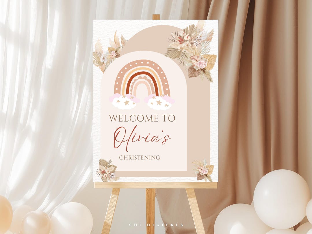Boho Rainbow Birthday Welcome Sign Poster Editable Boho Rainbow ...