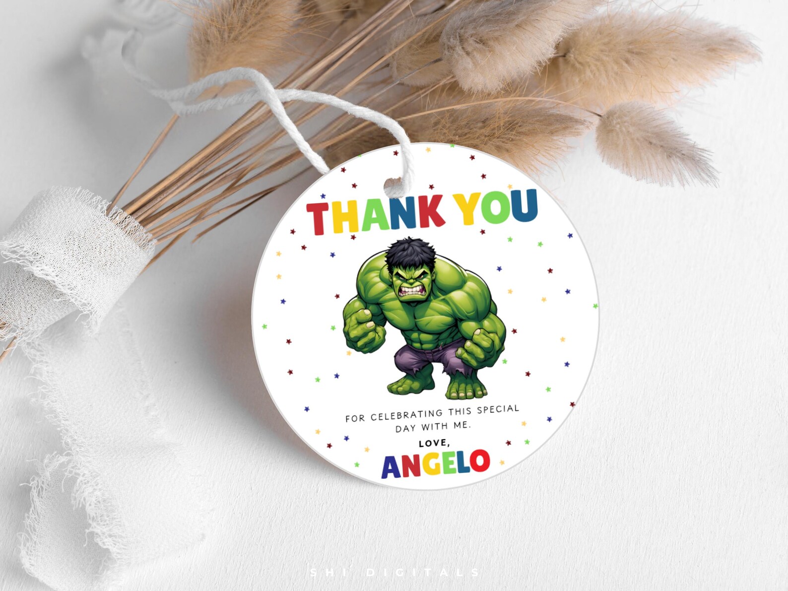 Hulk Thank You Tag Editable Superhero Party Favor Tags - Etsy