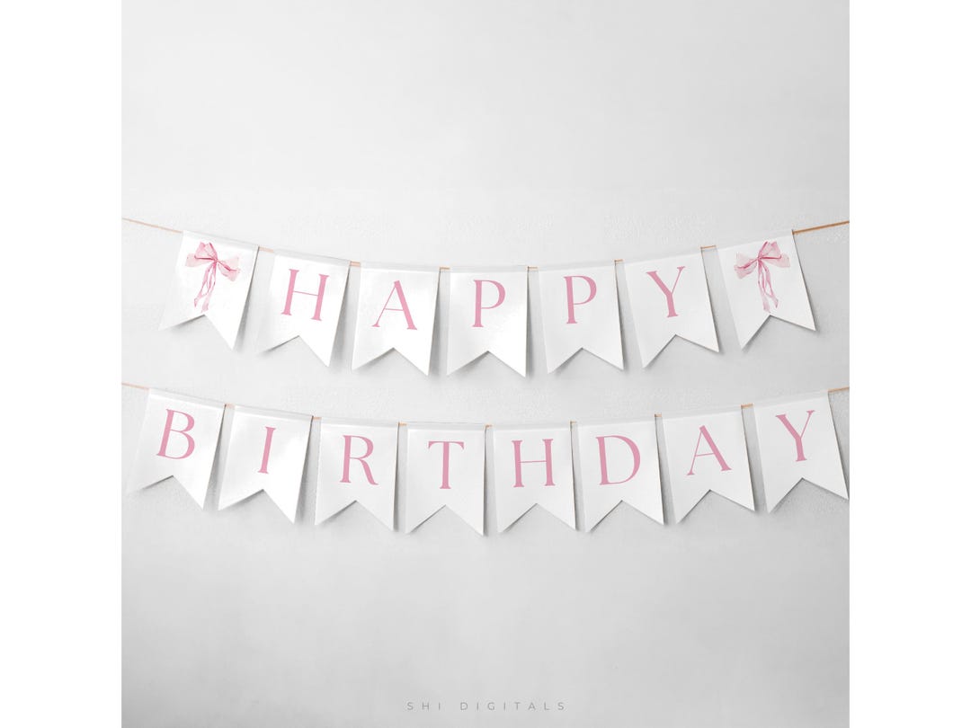 Pink Bow Birthday Banner Printable 1st Birthday Banner Pink Bow 1st ...
