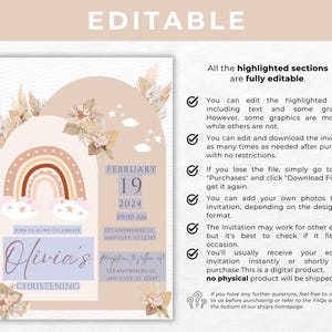 Editable Boho Rainbow Invitation Template - Etsy