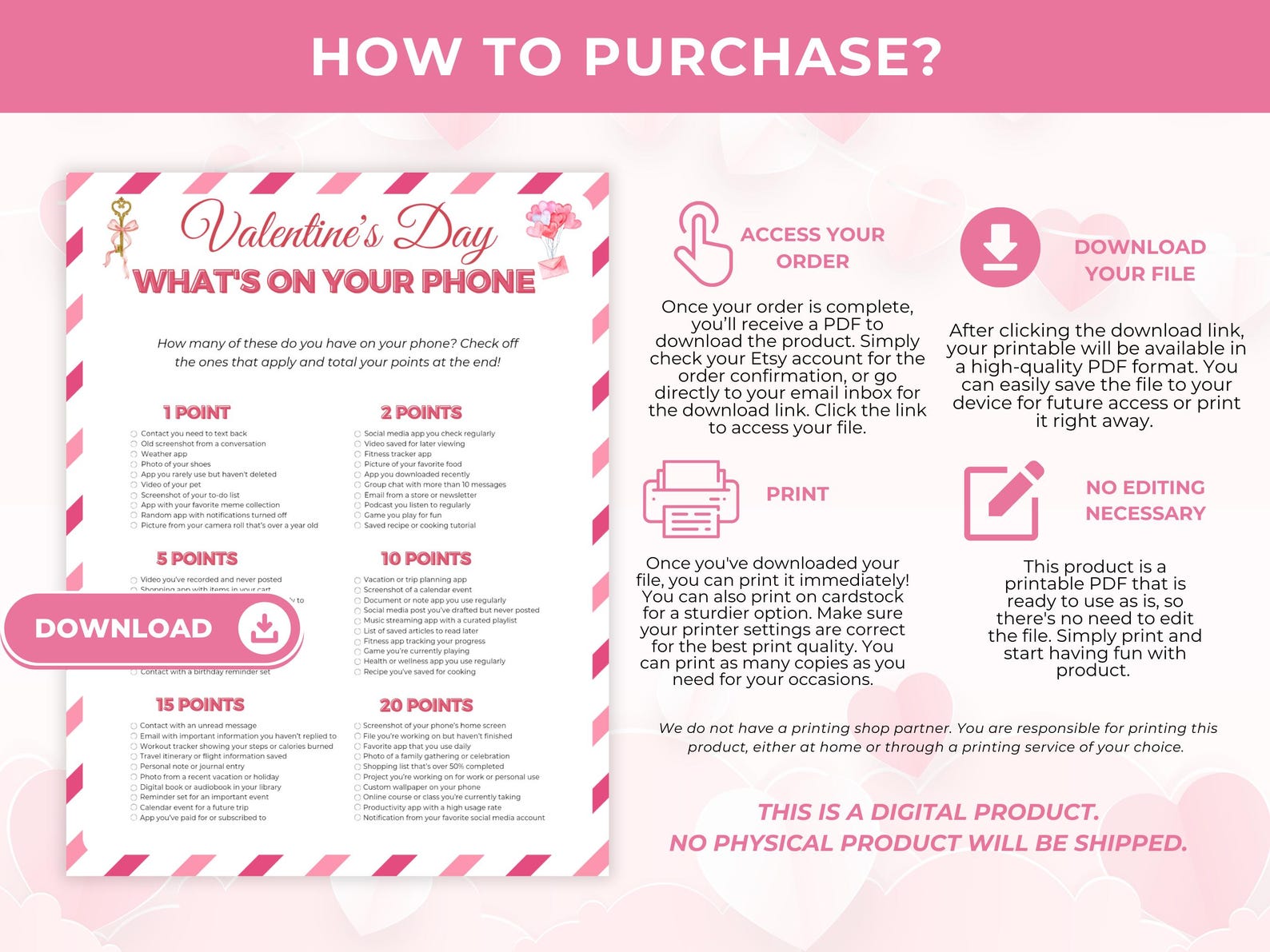 What's on Your Phone Printable Valentine's Day Games Couple Party Games ...