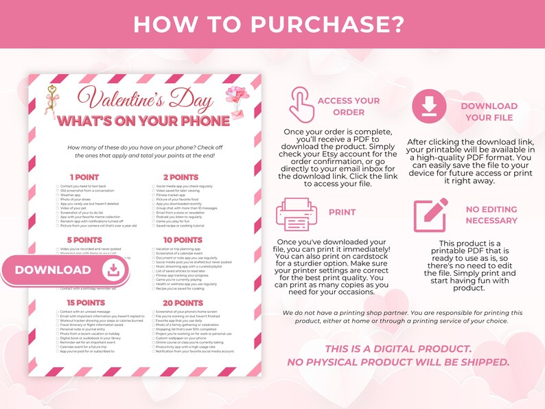 What's on Your Phone Printable Valentine's Day Games Couple Party Games ...
