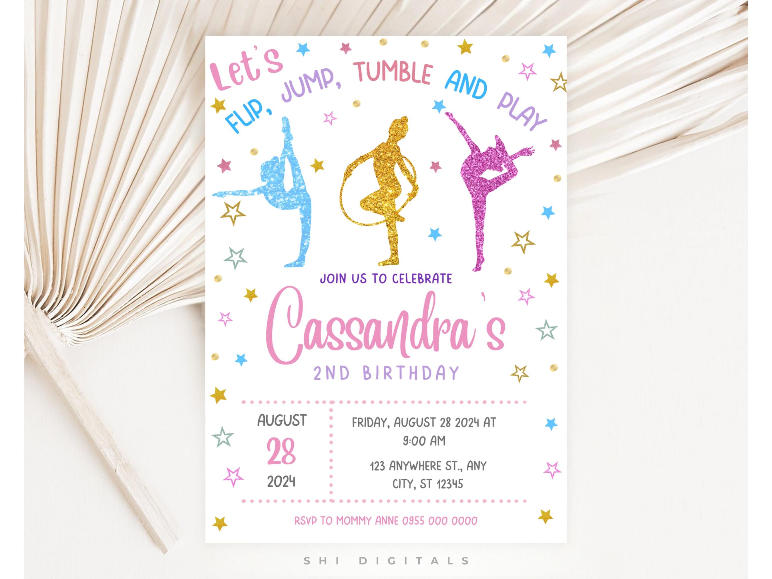 Gymnastics Birthday Invitation Gymnastics Party Invitation Template ...