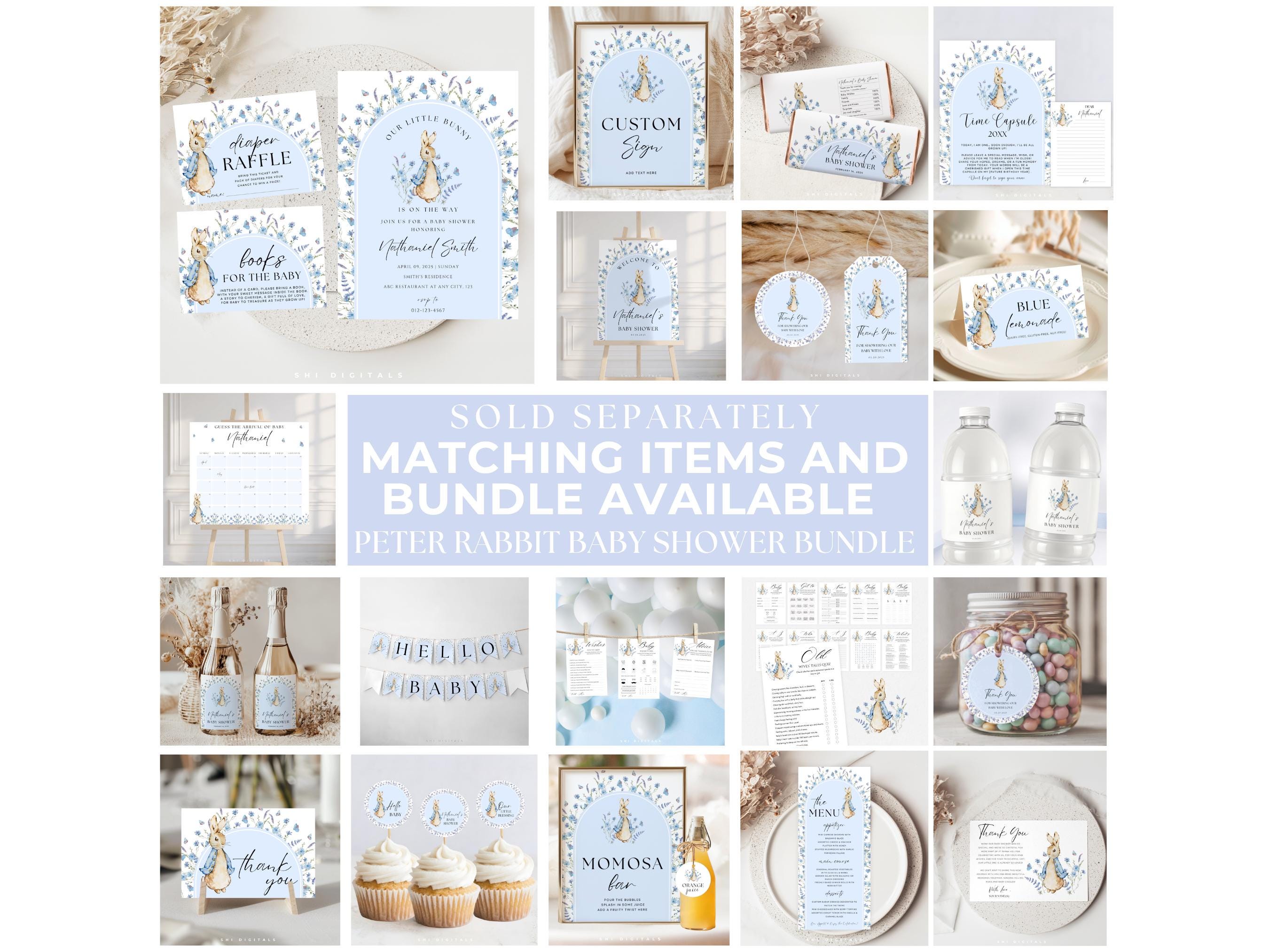 Peter Rabbit Water Bottle Label Editable Peter Rabbitbaby Shower Labels ...