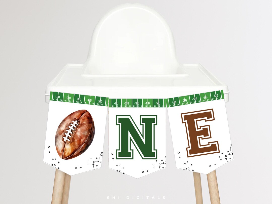 Football High Chair Banner Printable First Year Down 1st Birthday ...