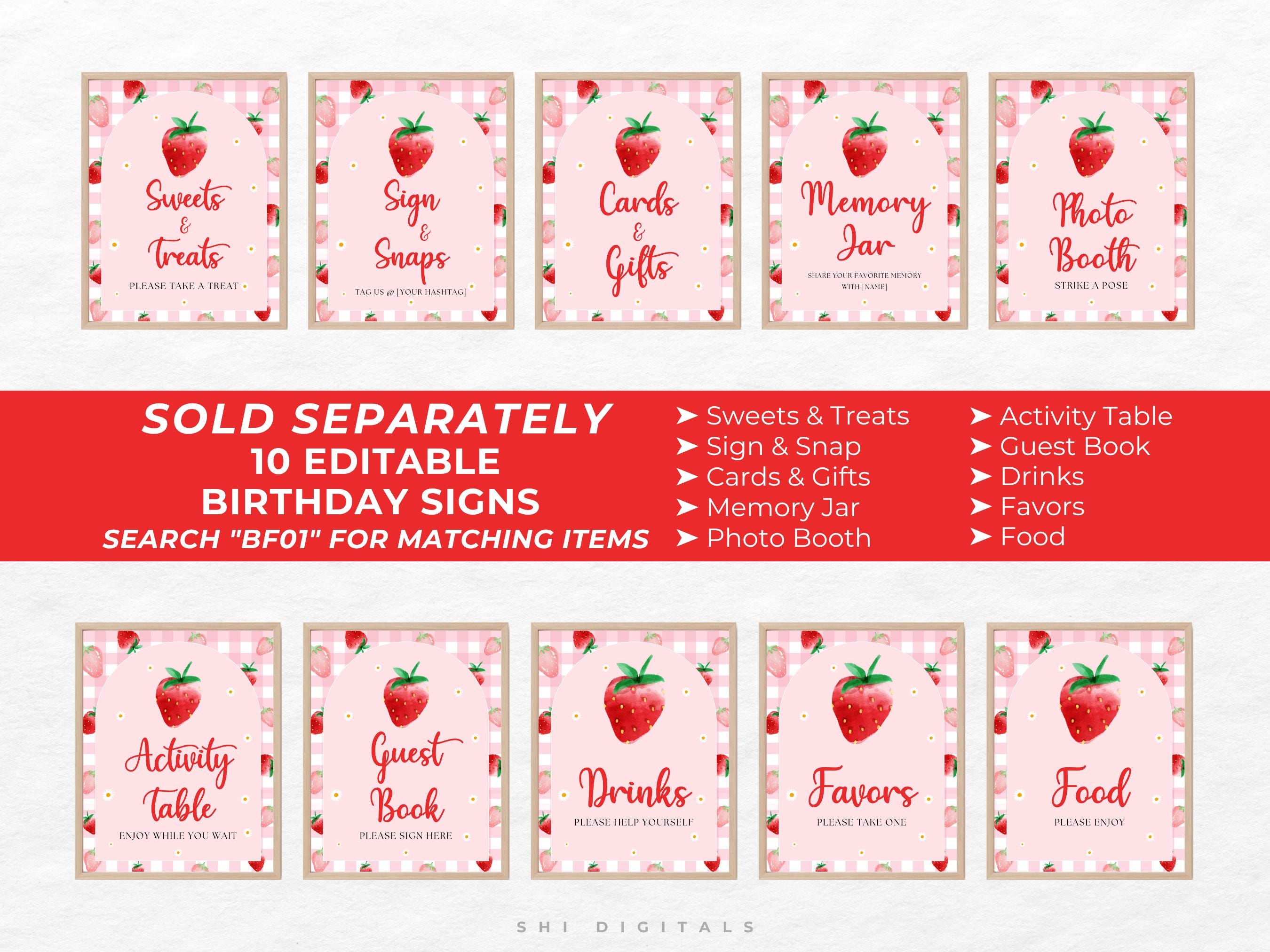 Berry First Birthday Gable Box Template BF01 - Etsy