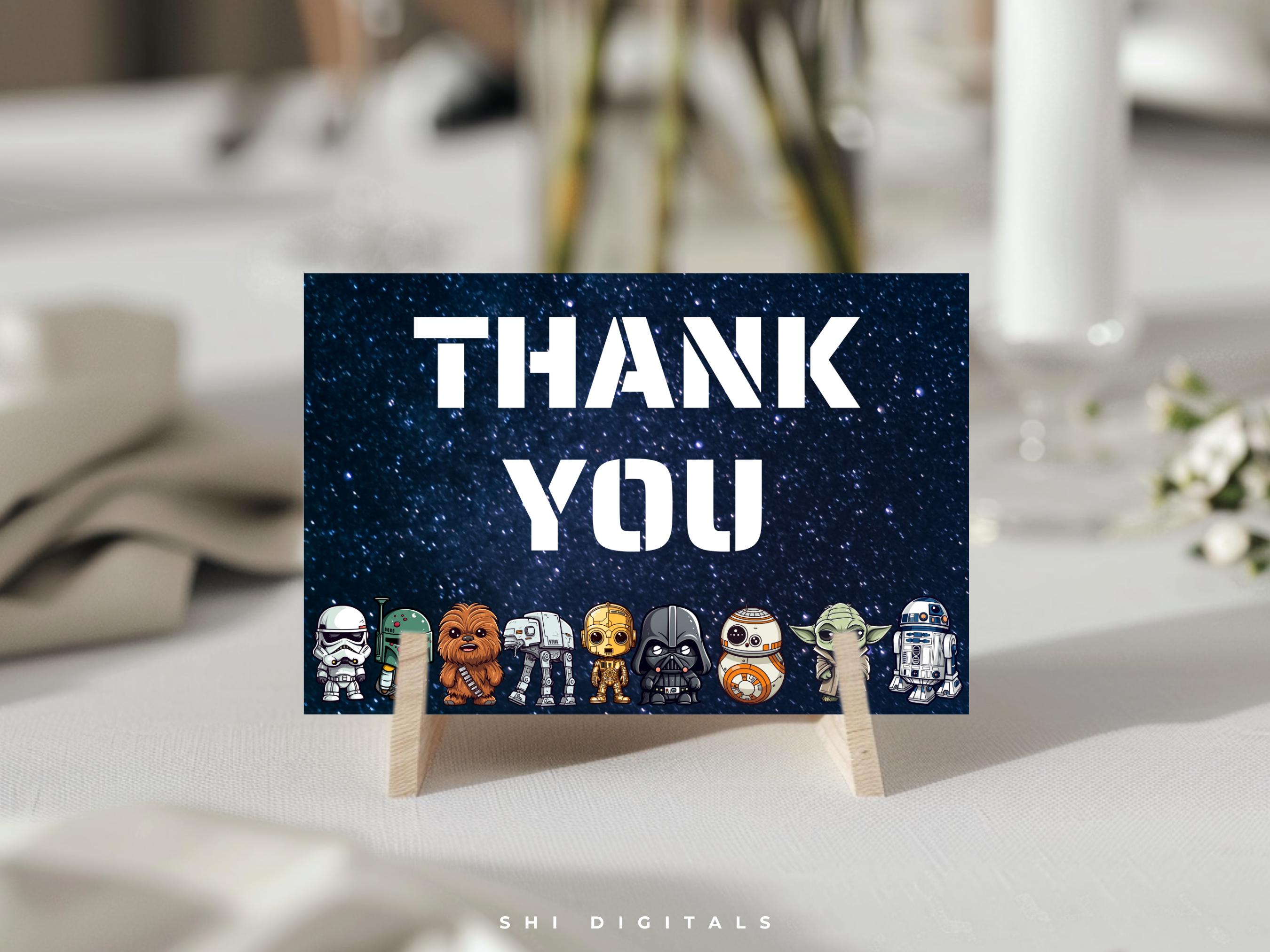 Editable Star Wars Thank You Card Template SW01 - Etsy