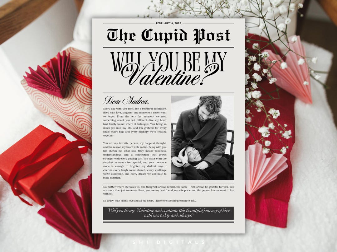 Valentines Day Newspaper Template Valentines Day Gift Will You Be My ...