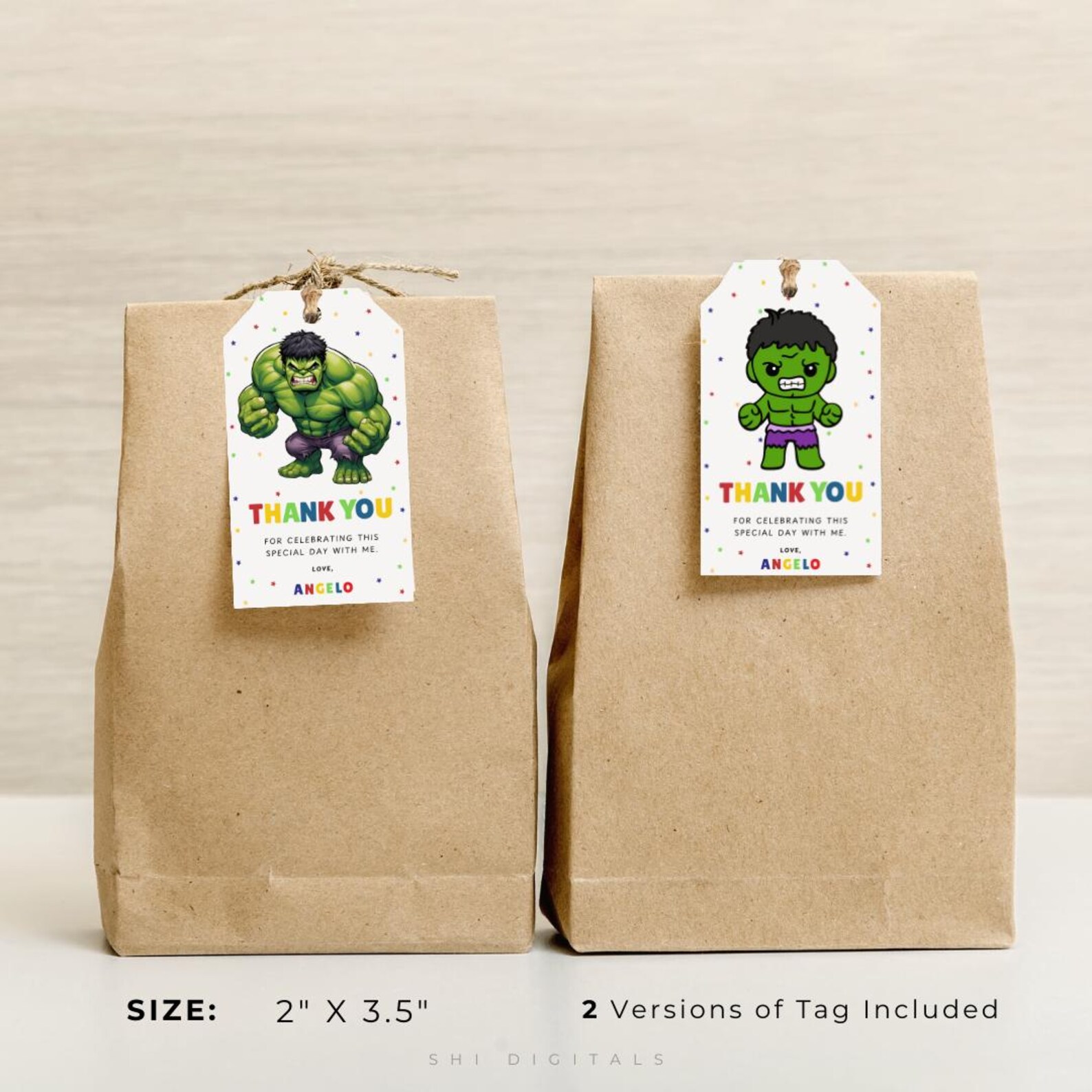 Hulk Thank You Tag Editable Superhero Hulk Birthday Gift Tag Printable ...