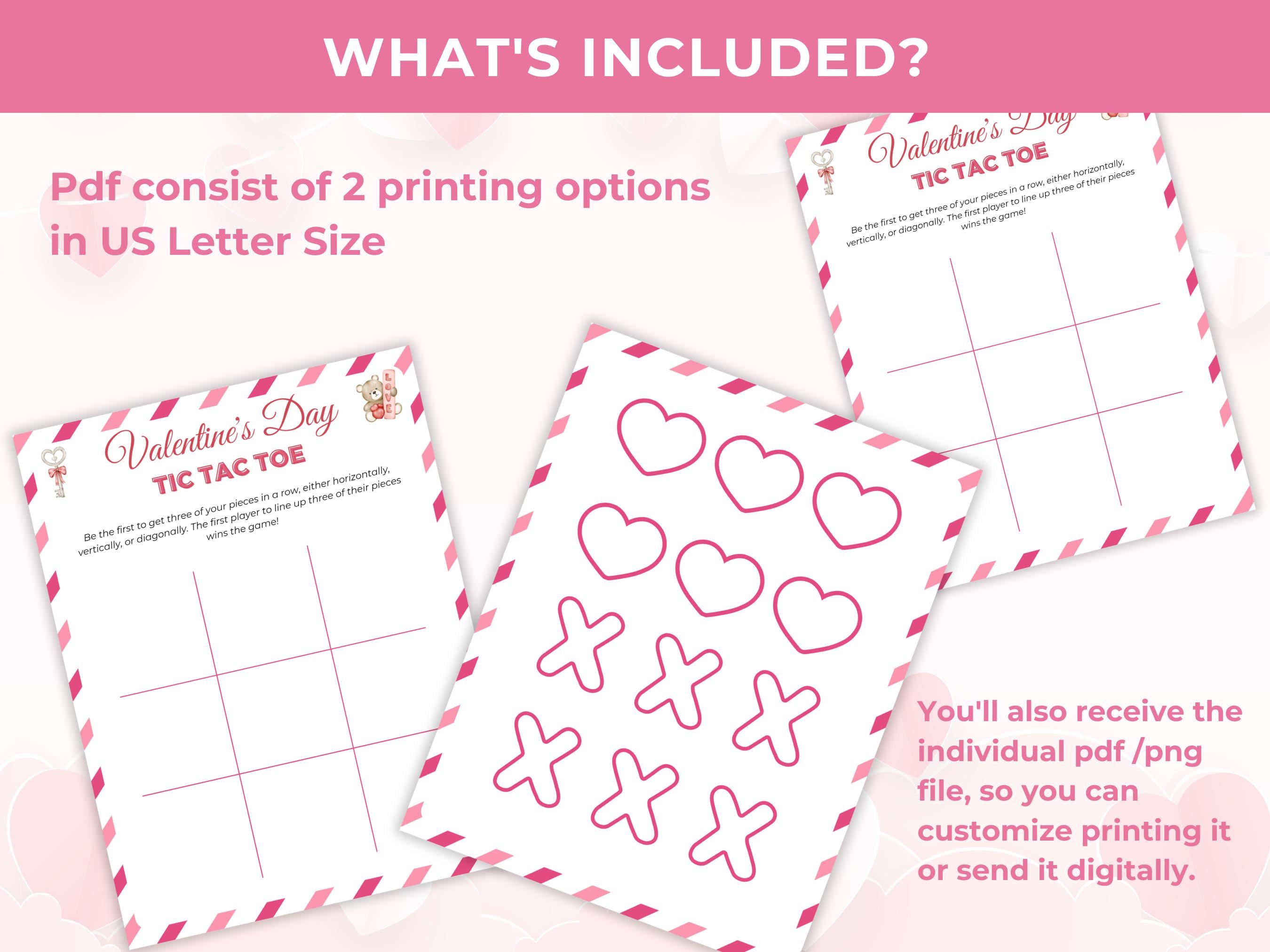 Tic Tac Toe Game Printable Valentine's Day Games Couple Party Games ...