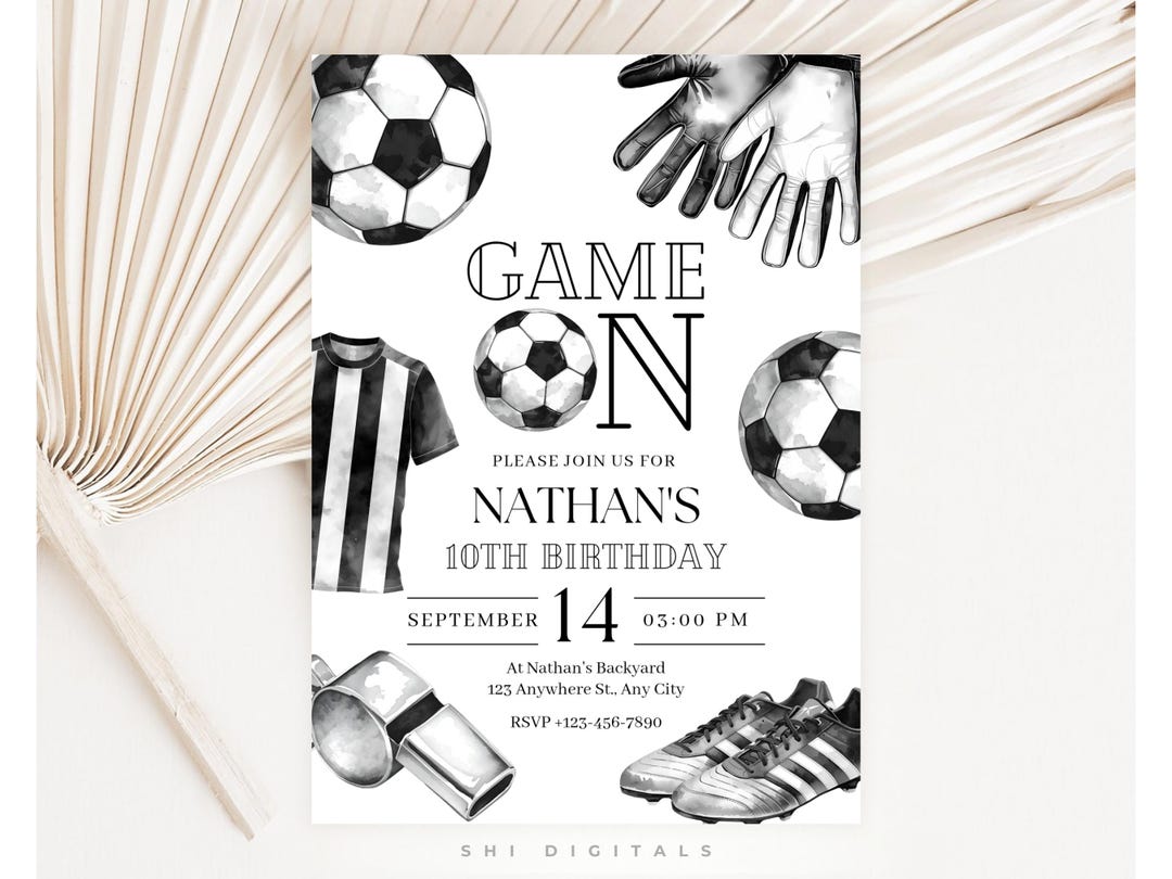 Editable Soccer Ball Birthday Invitation Printable Football Sports ...