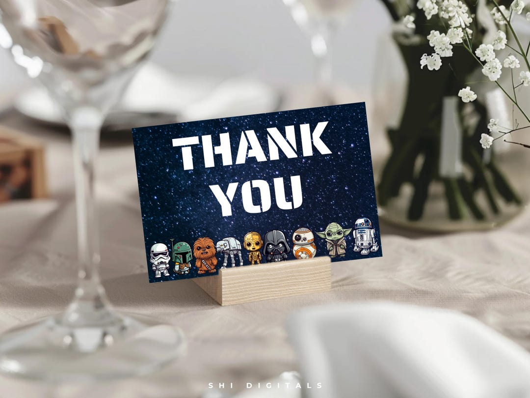 Editable Star Wars Thank You Card Template SW01 - Etsy