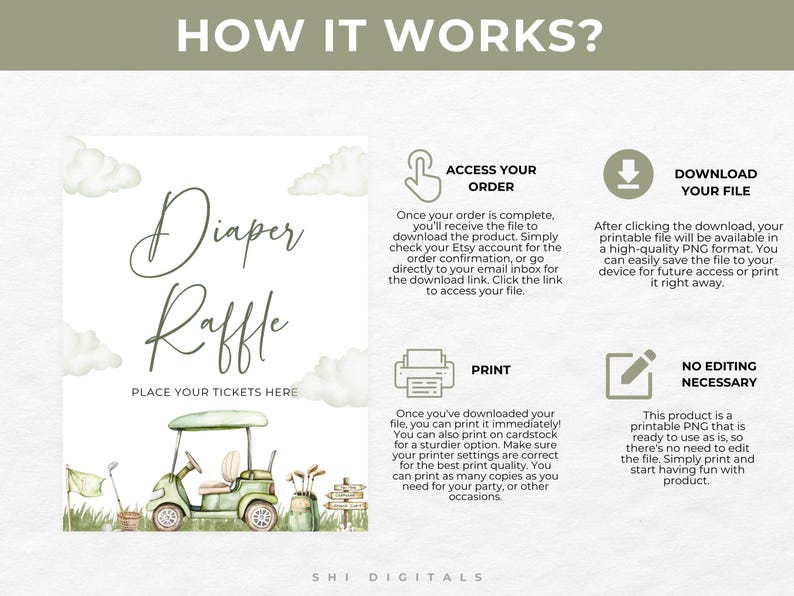 Golf Cart Diaper Raffle Baby Shower Sign GF04 - Etsy