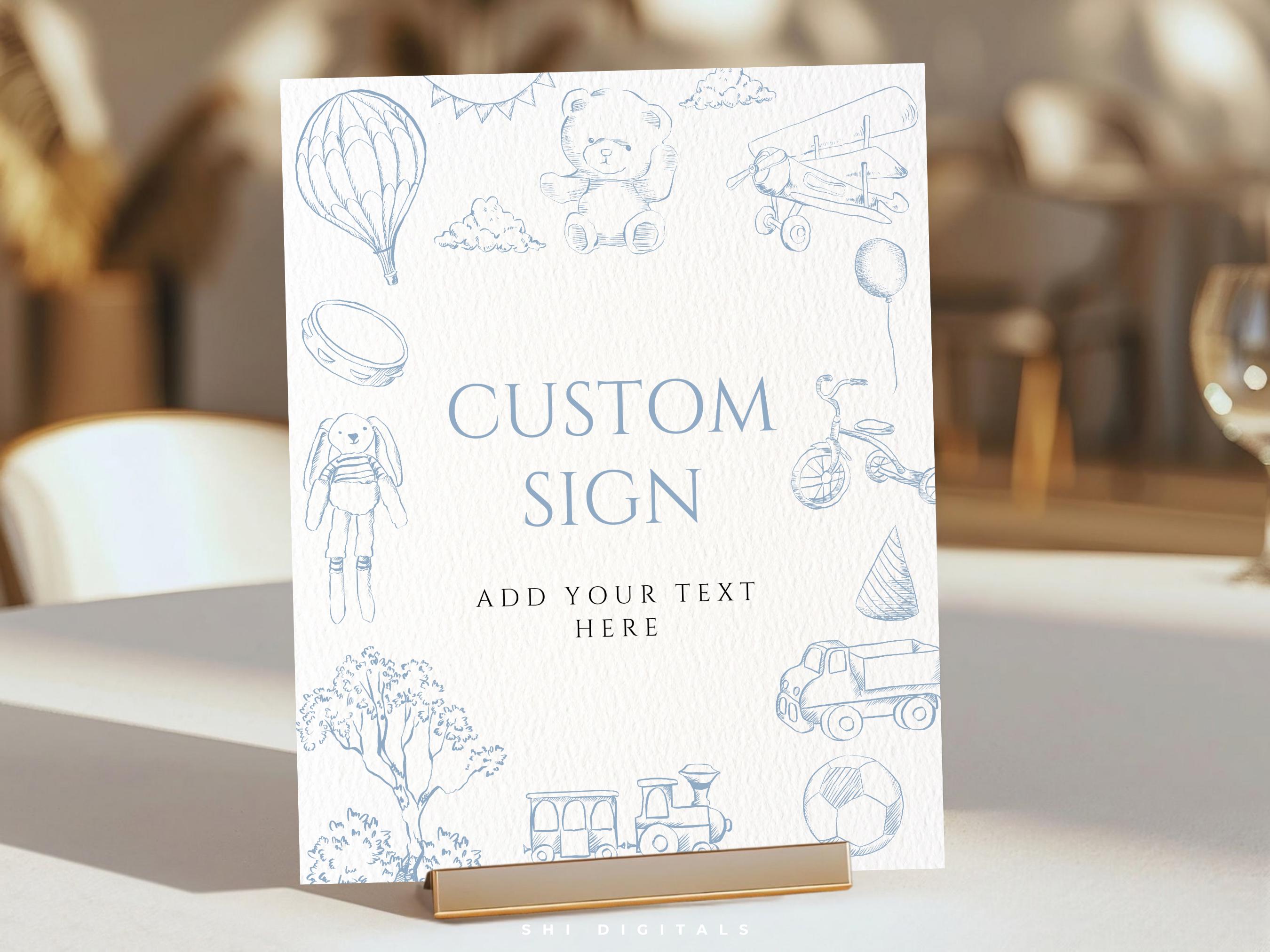 Editable Blue Toile De Jouy Custom Sign Template BTJ01 - Etsy