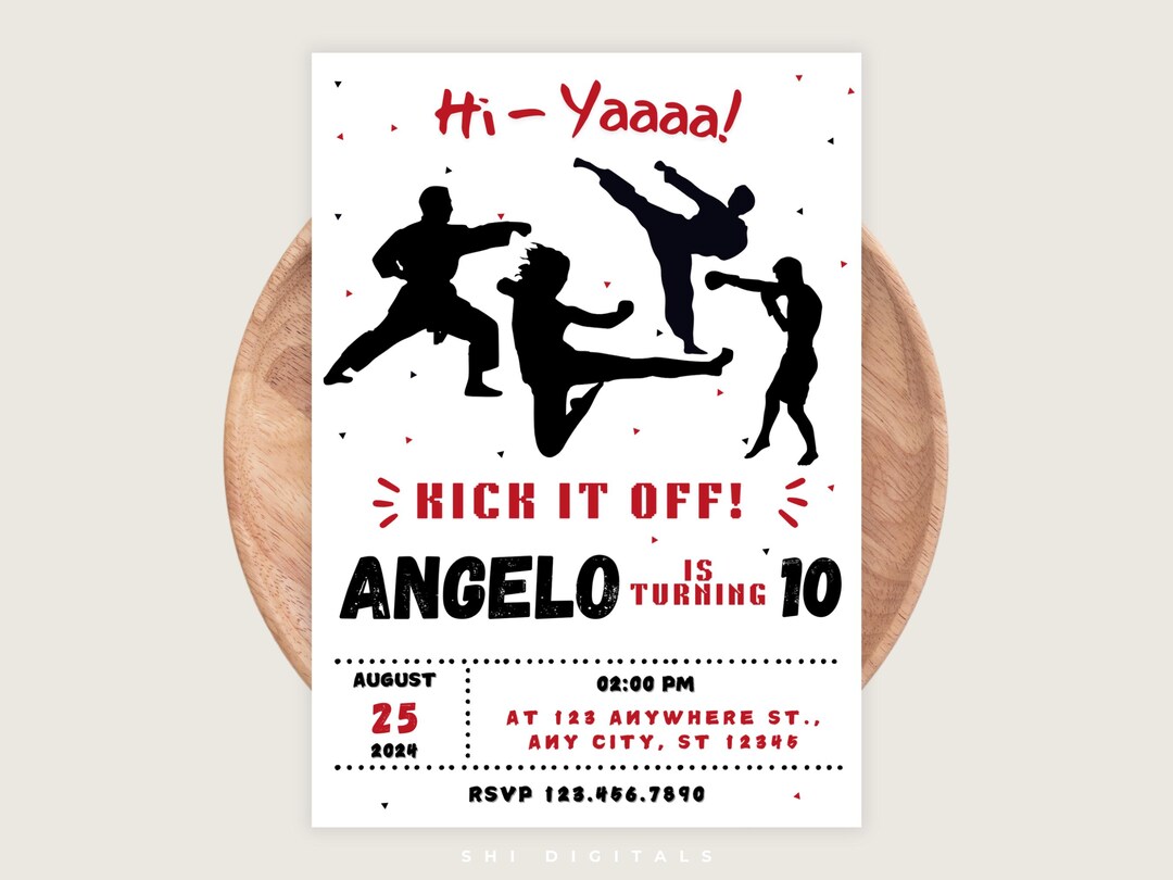 Karate Birthday Invitation Template Taekwondo Birthday Invitation ...