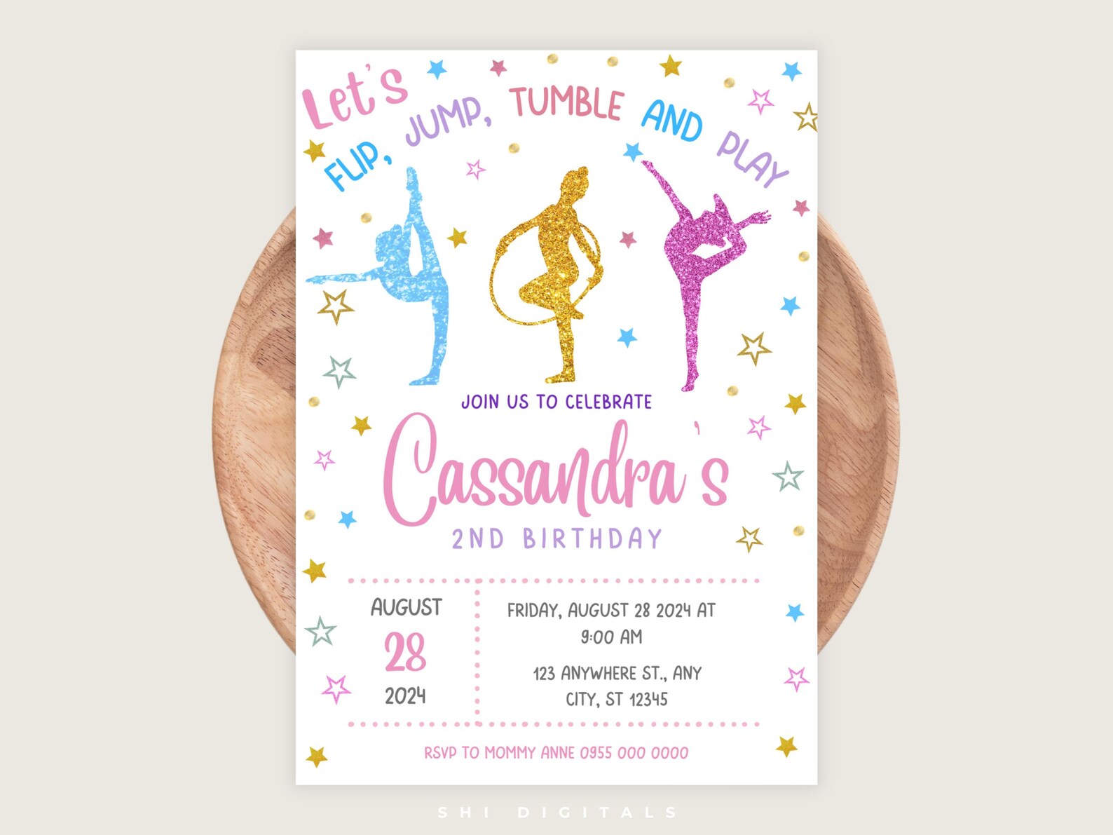 Gymnastics Birthday Invitation Gymnastics Party Invitation Template ...