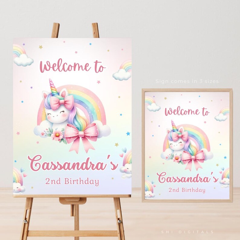 Unicorn Welcome Sign Unicorn Birthday Welcome Sign Poster Editable ...