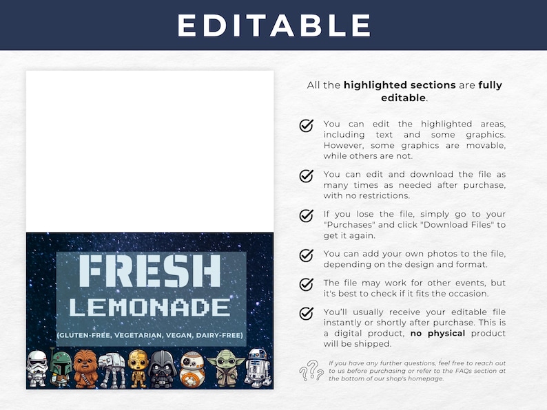 Star Wars Food Labels Party Tent Cards SW01 - Etsy