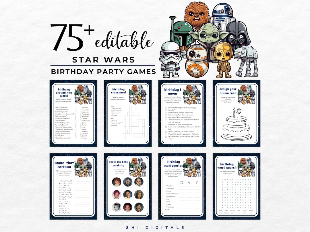 75+ Star Wars Birthday Games Printable Star Wars Party Games Editable ...