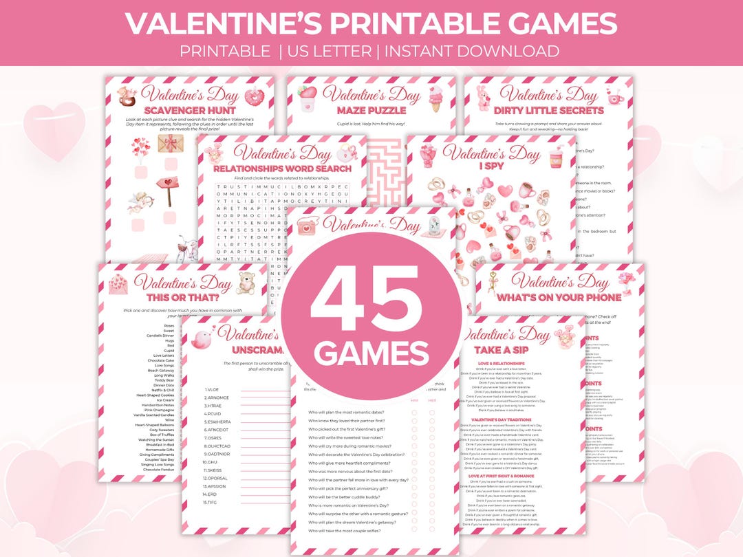 Printable Valentine's Day Games Bundle Couple Party Games Activities ...