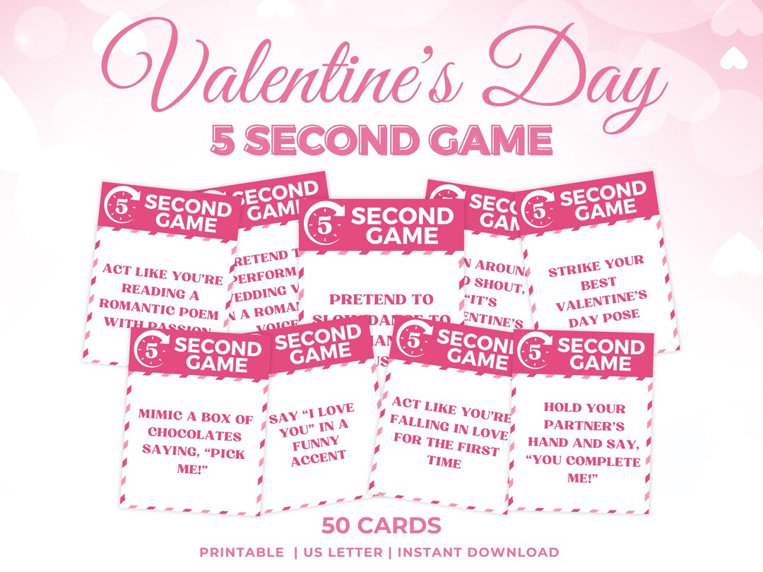 5 Second Game Printable Valentine's Day Games Couple Party Games ...