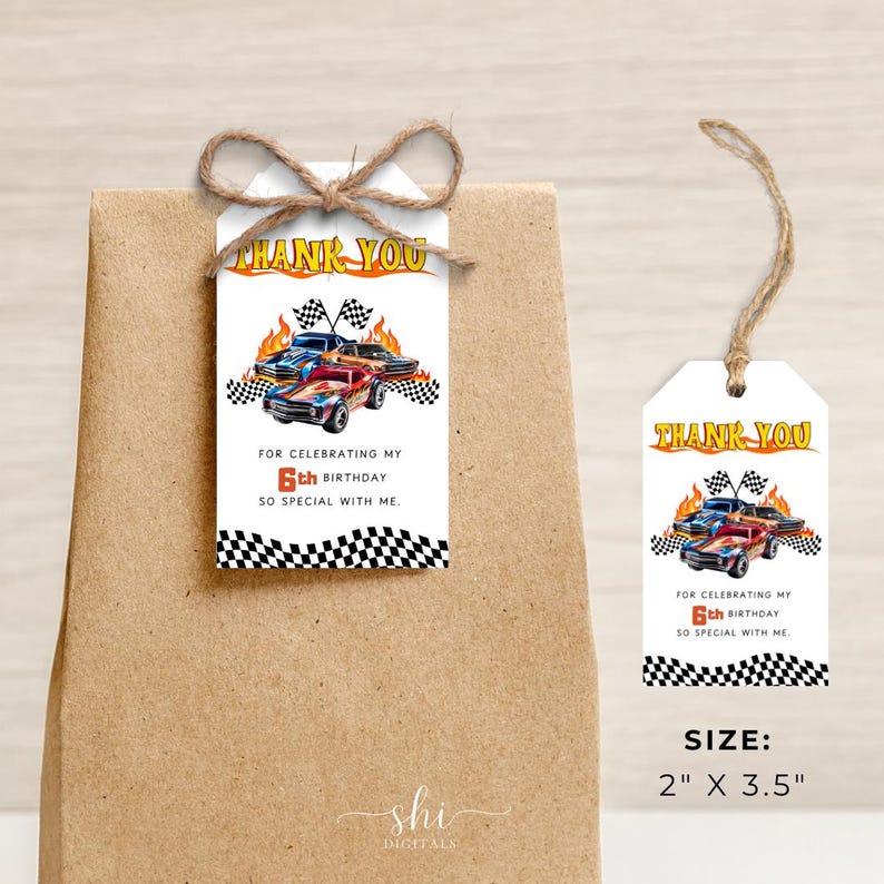 Editable Hot Cars Birthday Tag Racing Car Birthday Gift Tag Racing Car ...