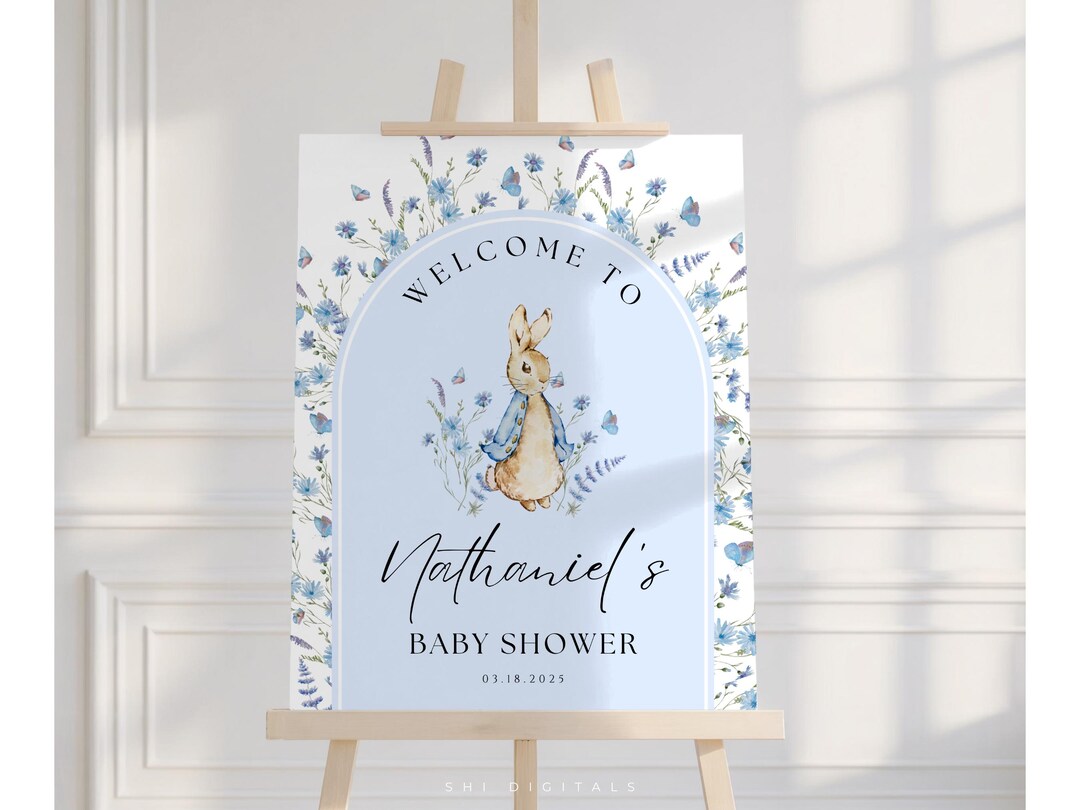 Peter Rabbit Welcome Sign Peter Bunny Baby Shower Welcome Sign ...