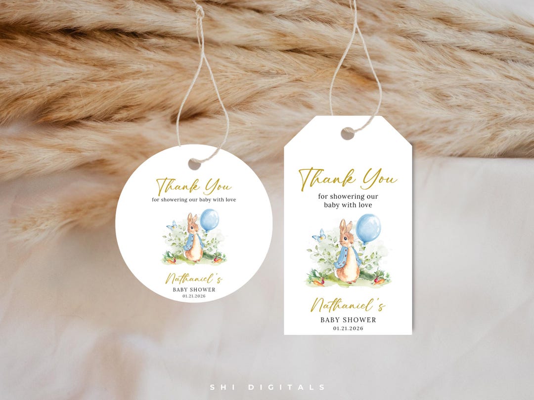 Peter Rabbit Thank You Tag Editable Flopsy Bunny Gift Tag a Little ...
